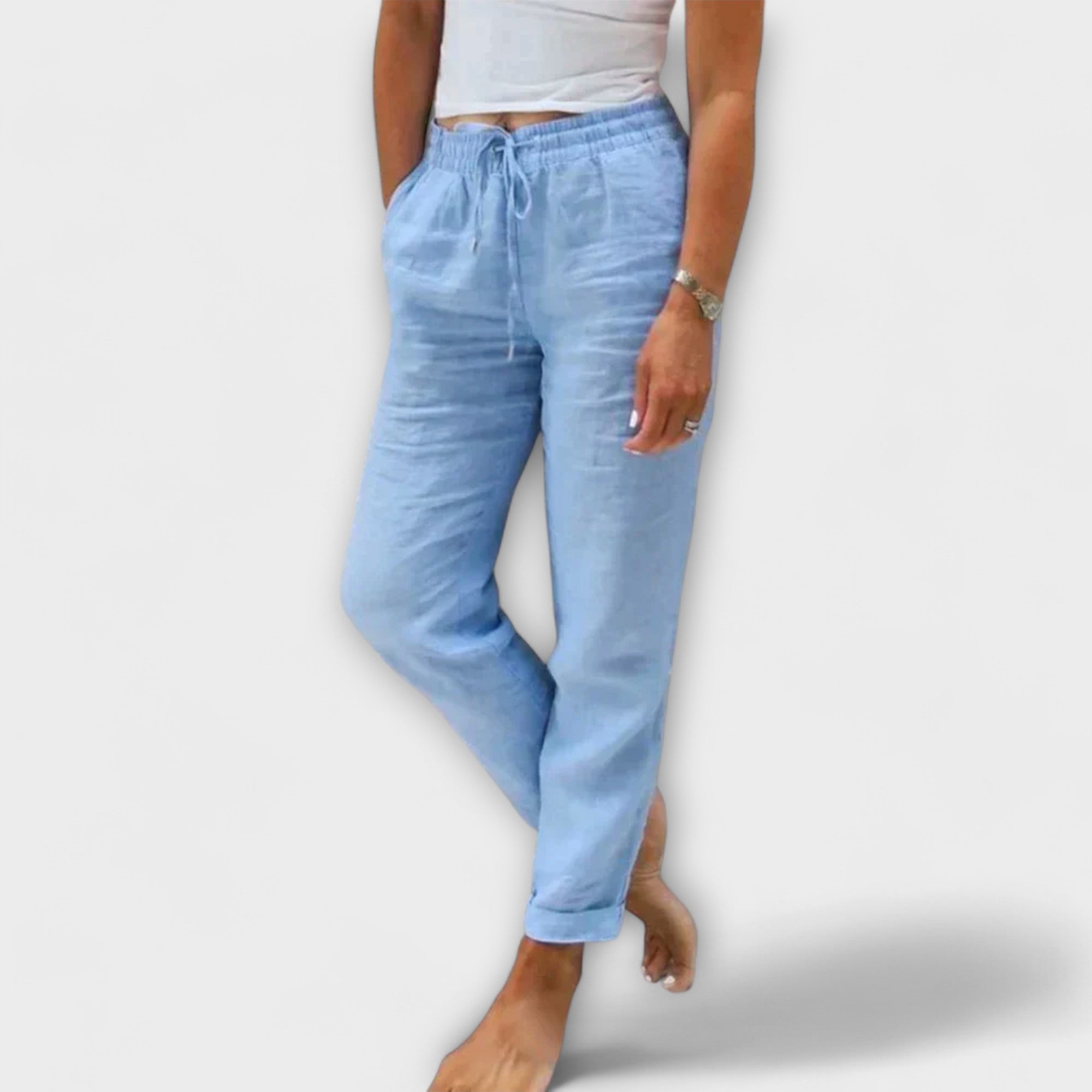 Stacy - Pantalones ligeros de lino – Blanca Madrid